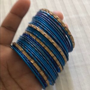 Fiji Town | Jewelry | Indian Blue Gold Bangle Set | Poshmark